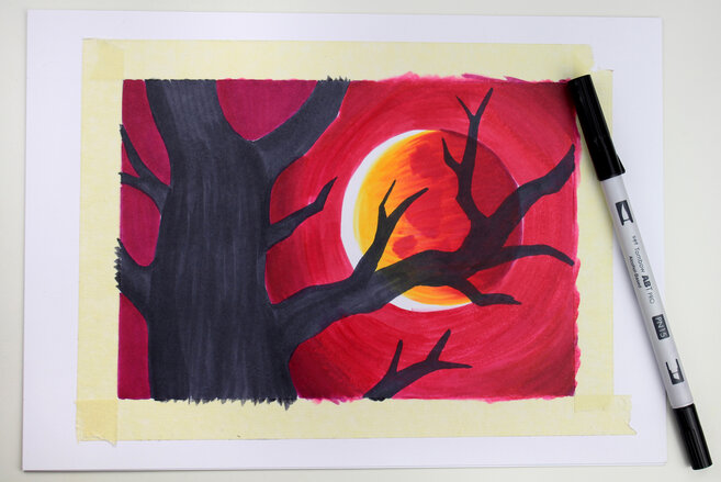 Tombow Europe: Drawing a Blood Moon with ABT PRO │ Tombow