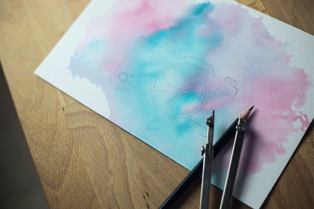 Tombow Europe: Watercolor background with vintage motif | Tombow